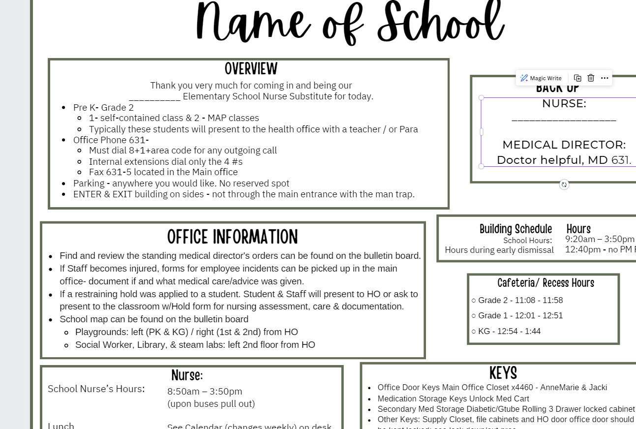 School Nurse Substitute Binder Fully Editable - Etsy