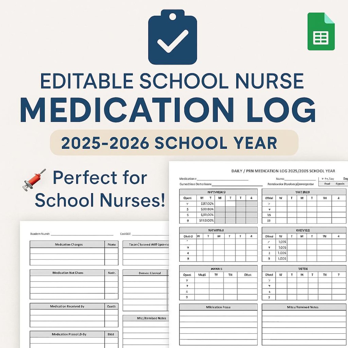 Editable School Nurse Medication Log | Google Sheets MAR Tracker | 2025 ...