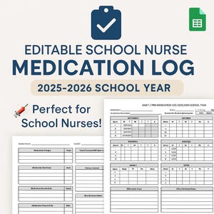 Editable School Nurse Medication Log | Google Sheets MAR Tracker | 2025 ...