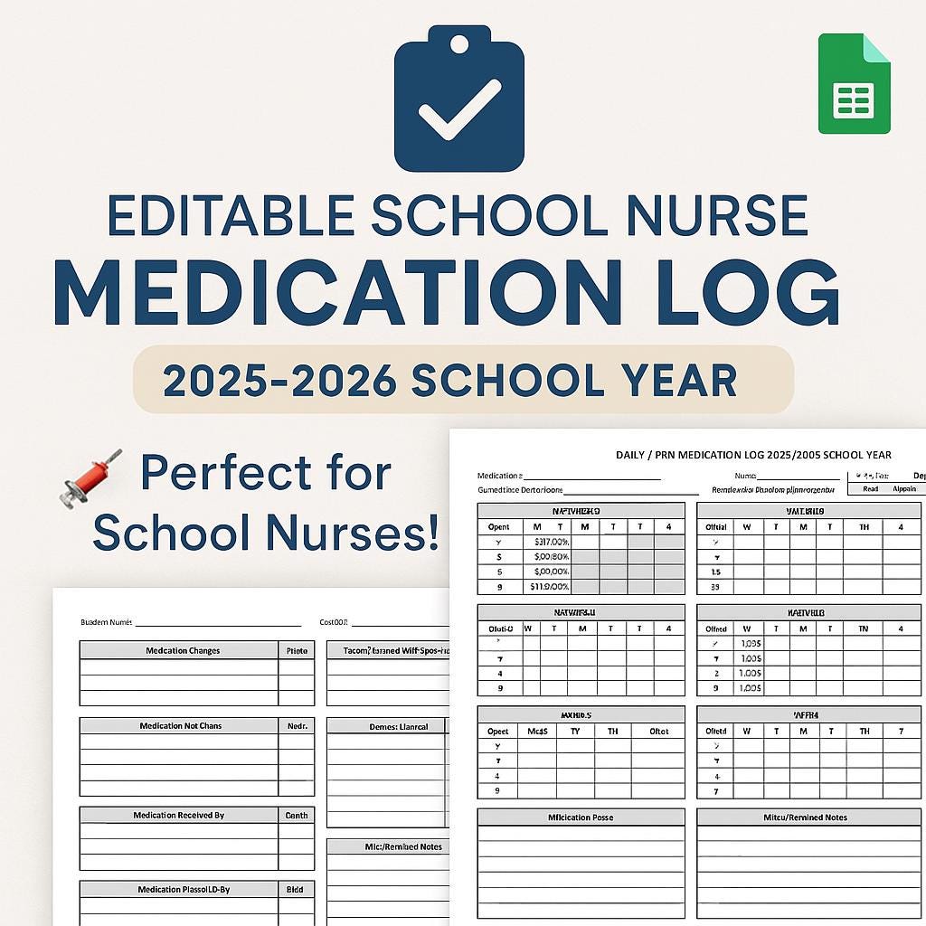 Editable School Nurse Medication Log | Google Sheets MAR Tracker | 2025 ...
