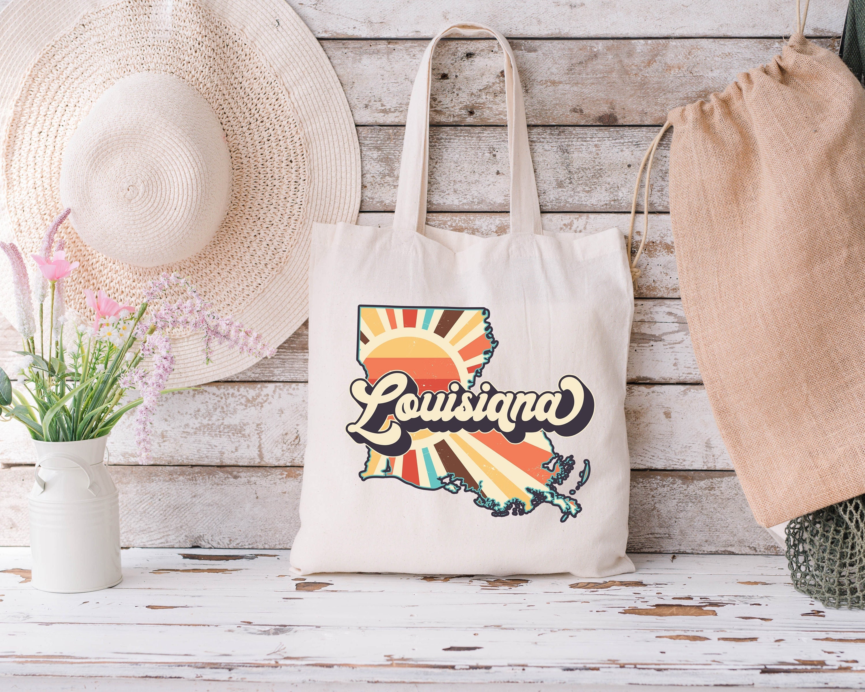 Retro Louisiana Tote Bag Louisiana State Tote Bag Louisiana - Etsy