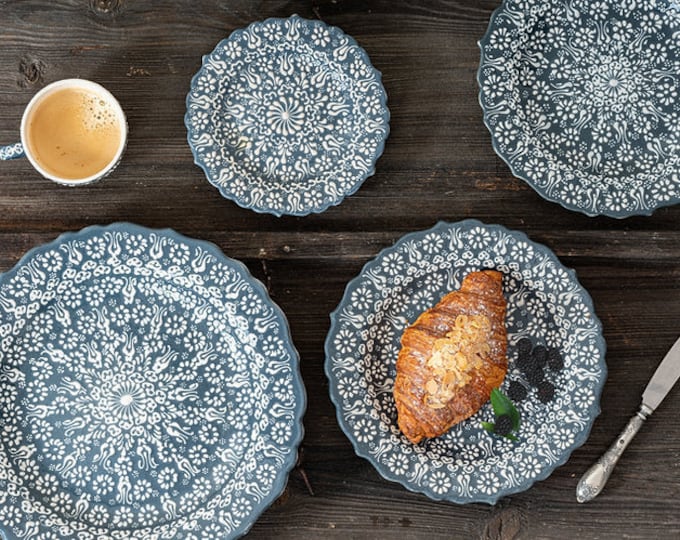 Handmade Patterned Ceramic Plate Set of 4, Turkish Ceramic Plate ...