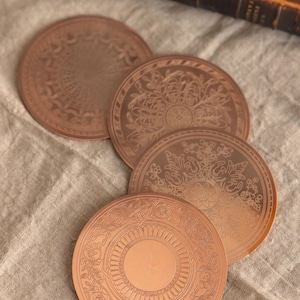 Copper Vintage Inspired Coasters Set/4, Coaster, Wedding Gift, Home ...