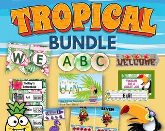 Editable Tropical Classroom Labels Tropical Classroom Decor - Etsy