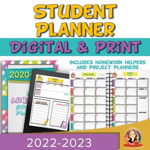 Student Planner and Agenda Printable and Digital 2022-2023 - Etsy
