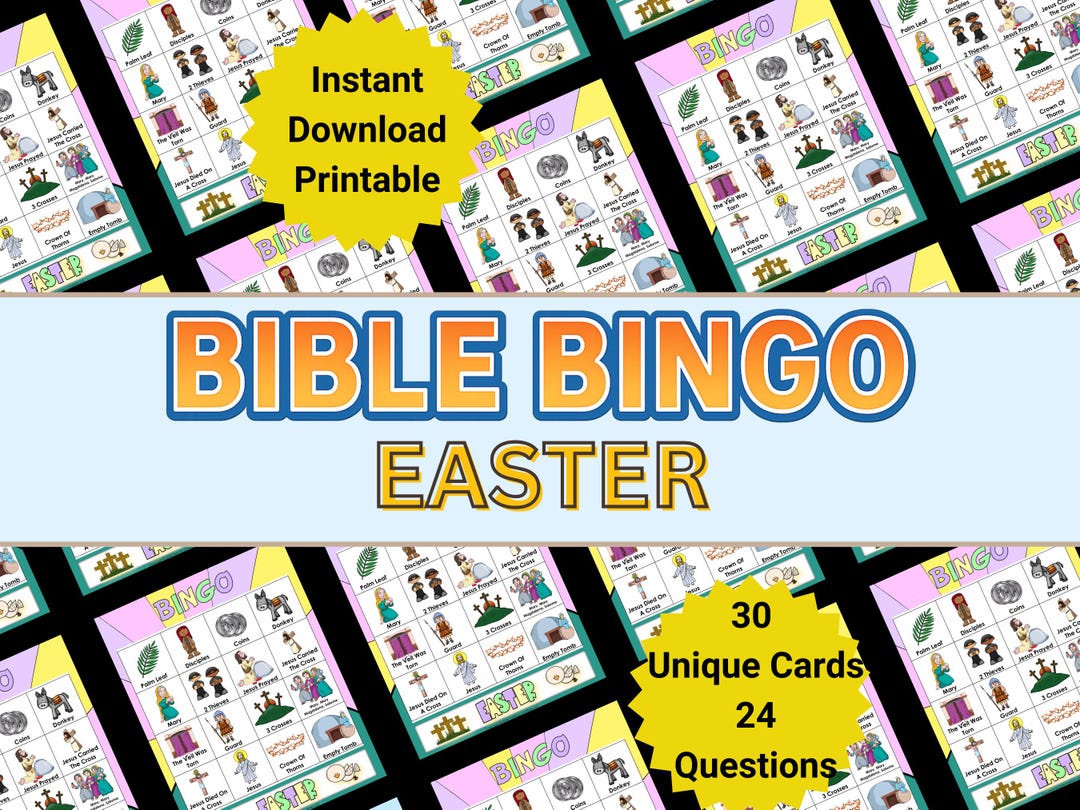 Easter Activity Bible Bingo, Bible Lesson Review Game for Kids, Bible ...