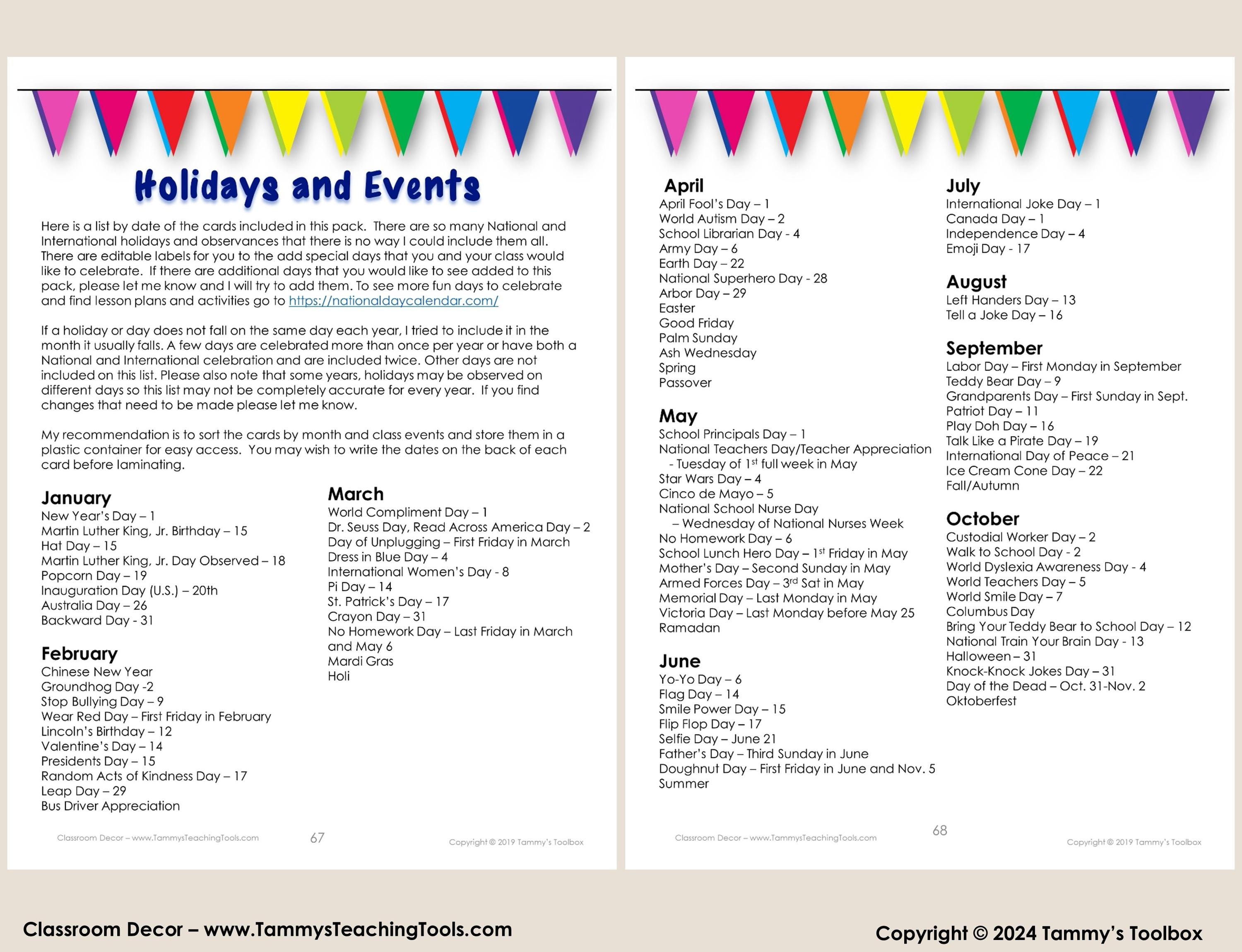 Boho Rainbow Classroom Calendar Set, Editable, Printable Bulletin Board ...