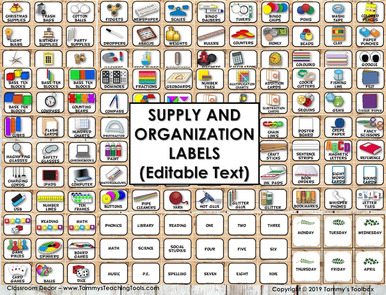 Editable Classroom Organization Supply Labels in a Rustic Classroom ...