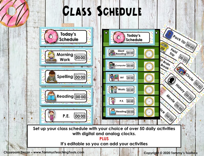 Donut Theme Classroom Schedule and Management Decor, Donut Classroom ...