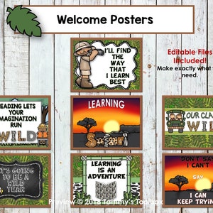 Jungle Safari Theme Classroom Decor Growth Mindset Editable Bundle ...