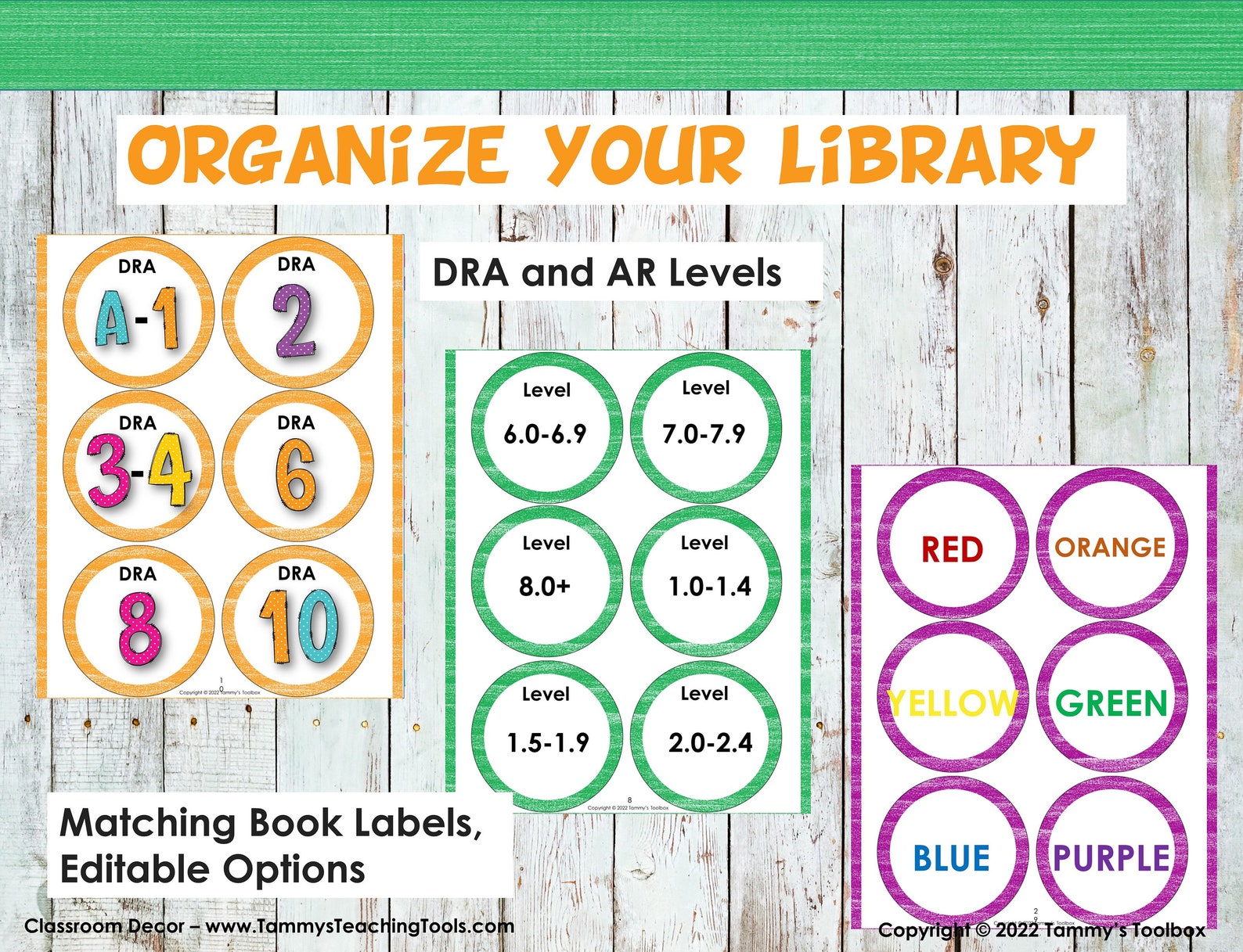 Classroom Library Book Bin Labels in Colorful Brights, Colorful Rainbow ...