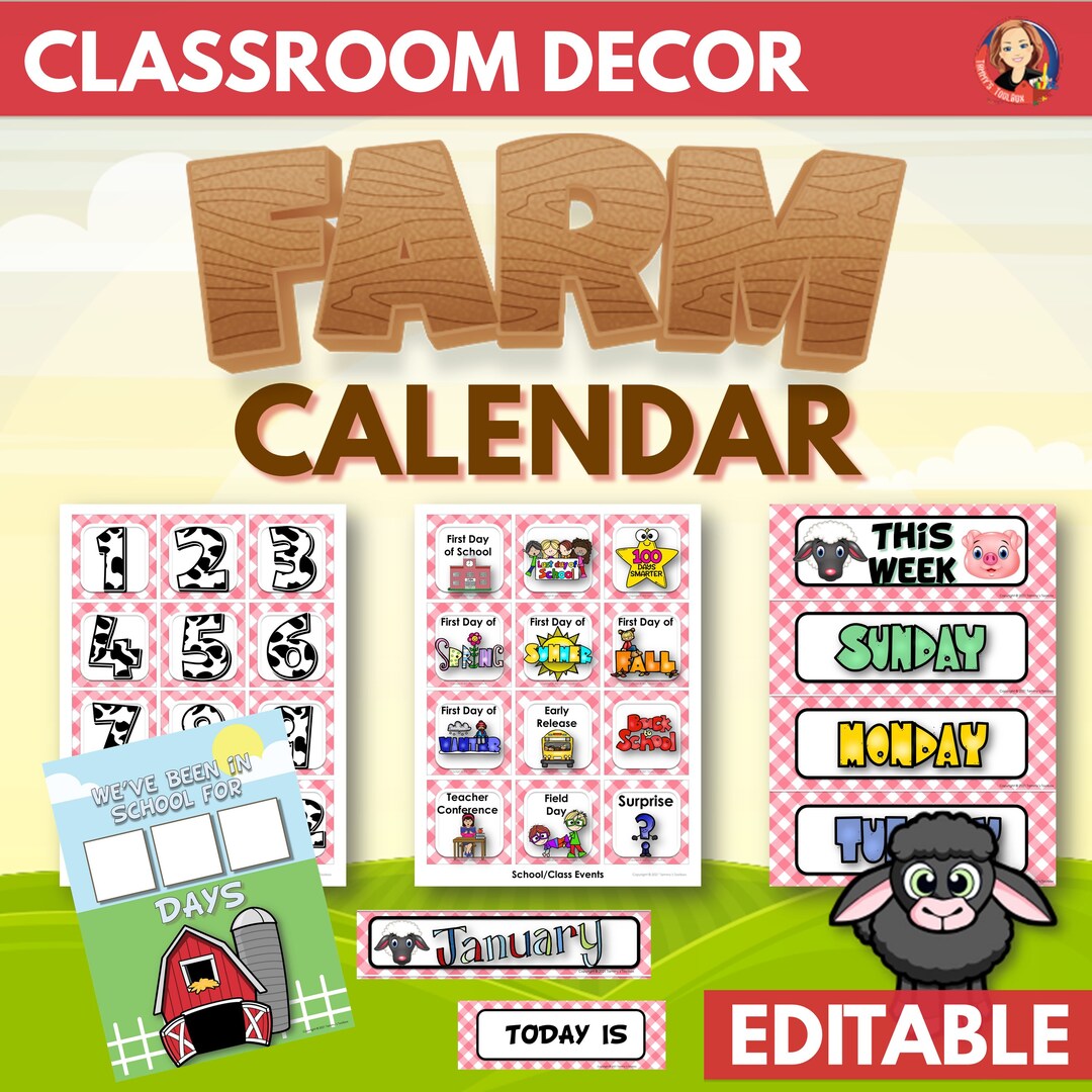 Classroom Calendar in Farm Theme - Etsy