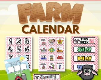 FARM THEME CLASSROOM Calendar, Printable Farm Calendar Bulletin Board ...