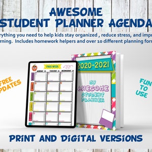Student Planner and Agenda - Printable and Digital 2025-2026 With Free ...