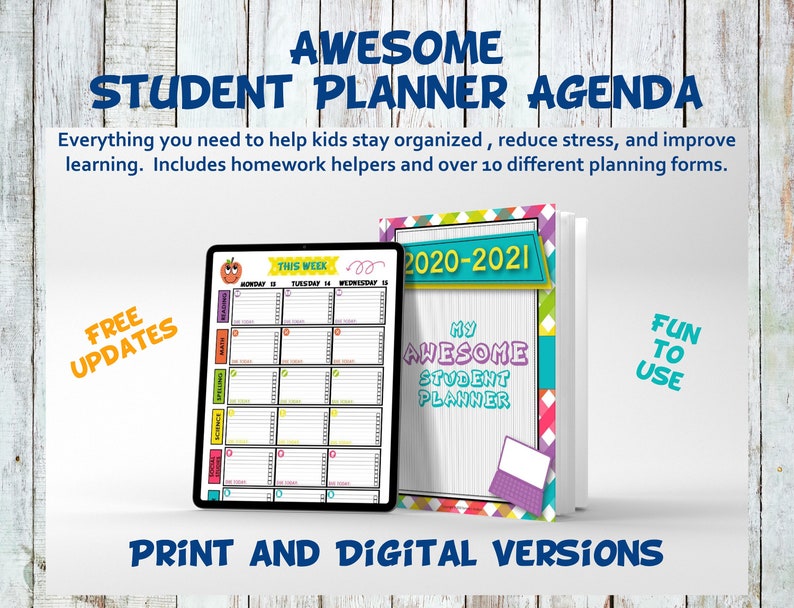 Student Planner and Agenda Printable and Digital 2023-2024 - Etsy