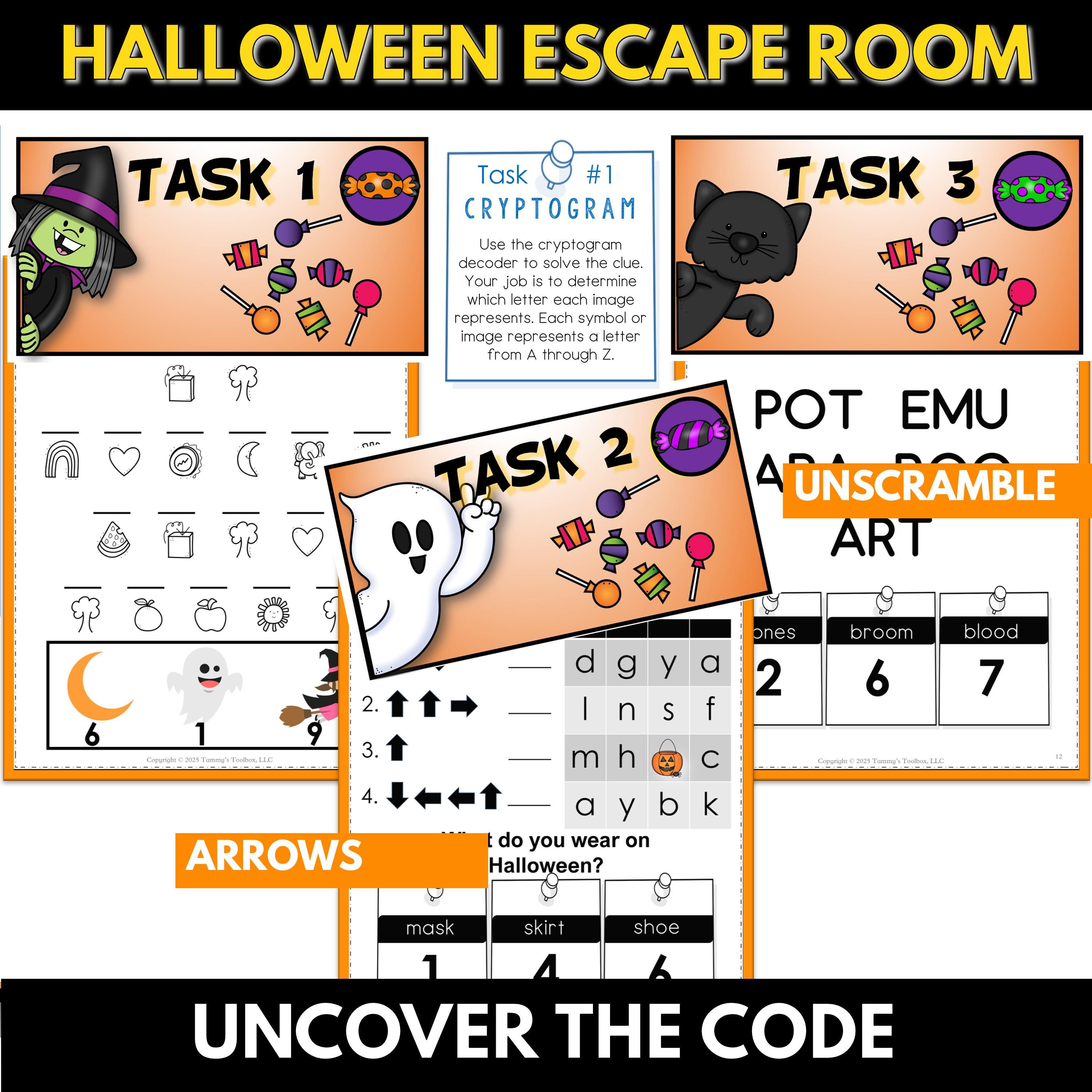 Halloween Escape Room Party Game | Fun Reading & Math Mystery ...