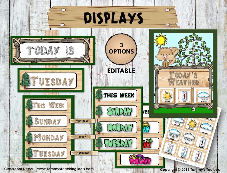 Editable Classroom Calendar in a Camping Theme, Printable Rustic ...