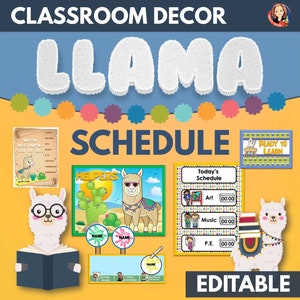 Llama Classroom Decor Daily Schedule and Classroom Management Set ...