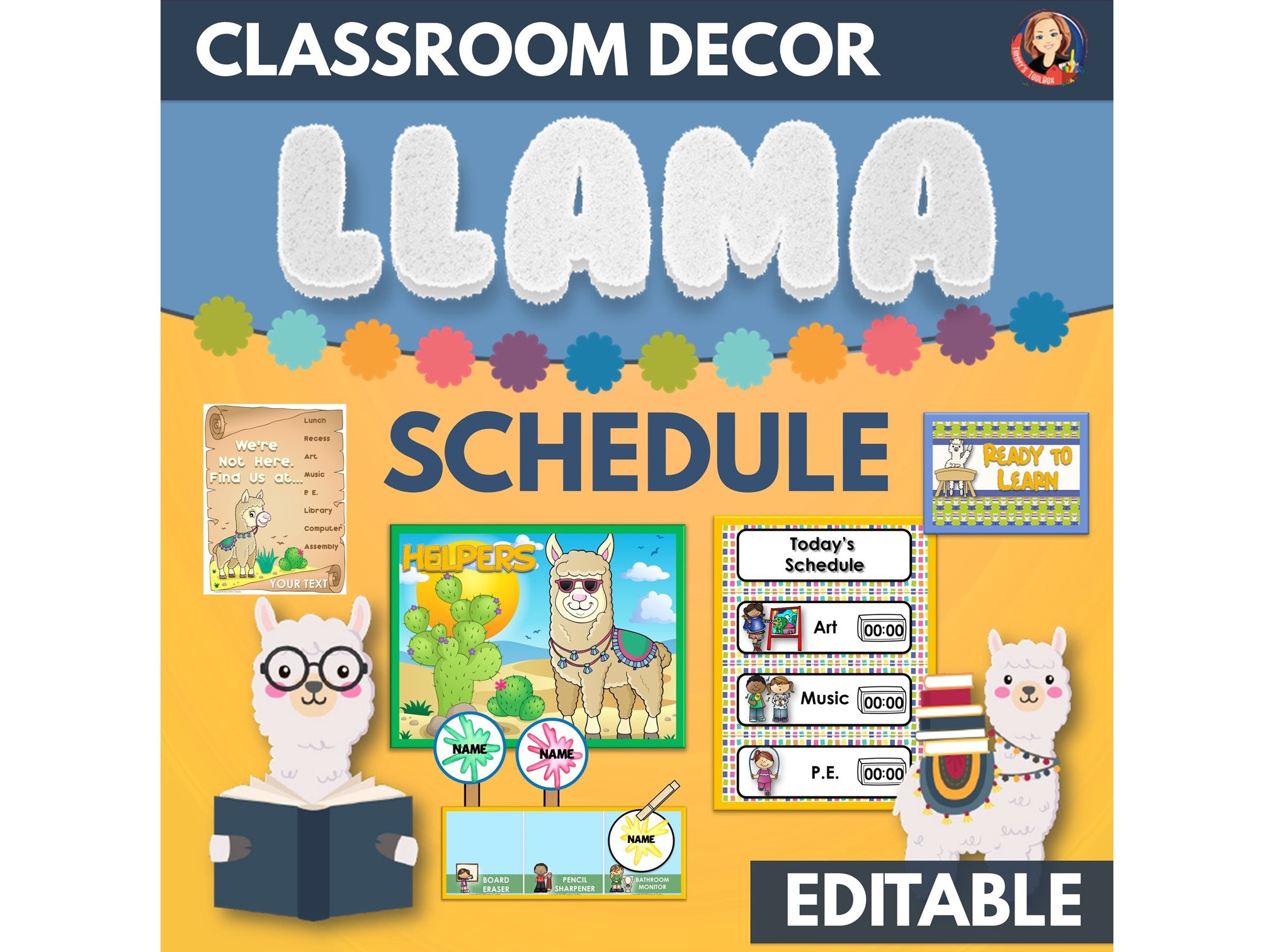 Llama Classroom Decor Daily Schedule and Classroom Management Set ...