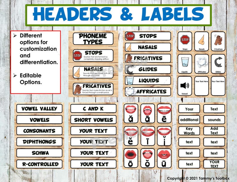 Sound Wall With Mouth Pictures Classroom Decor Kit in Brick Theme ...