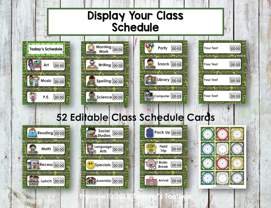 Jungle Safari Decor Calendar and Class Schedule Editable, Safari ...