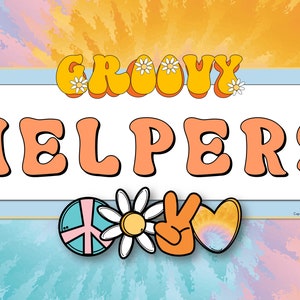 Editable Groovy Retro Classroom Decor, Class Job Chart, Classroom ...