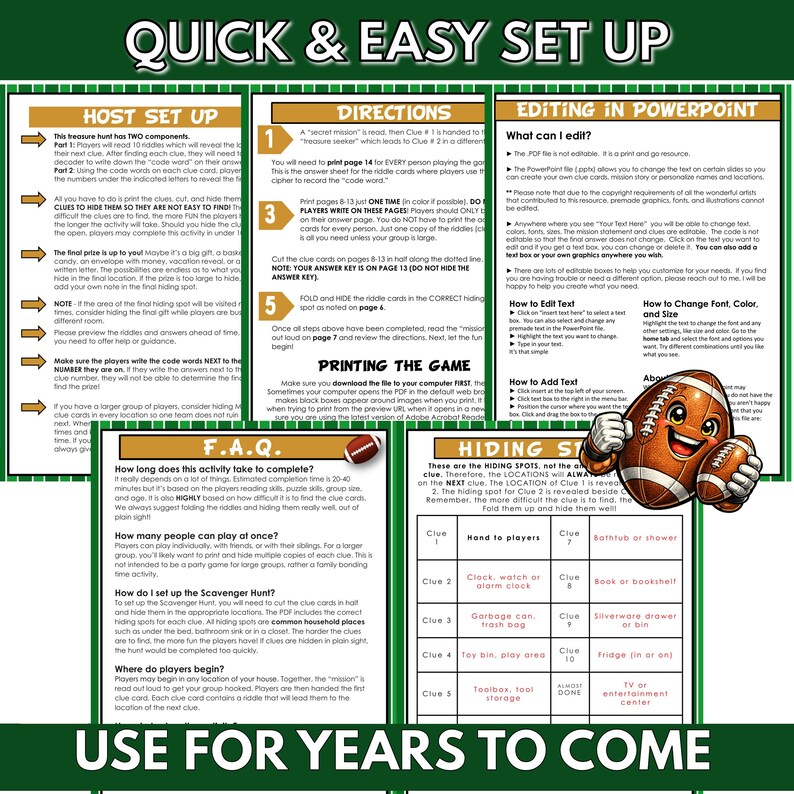 Halftime Locker Room Football Scavenger Hunt, Printable Puzzle Game for ...