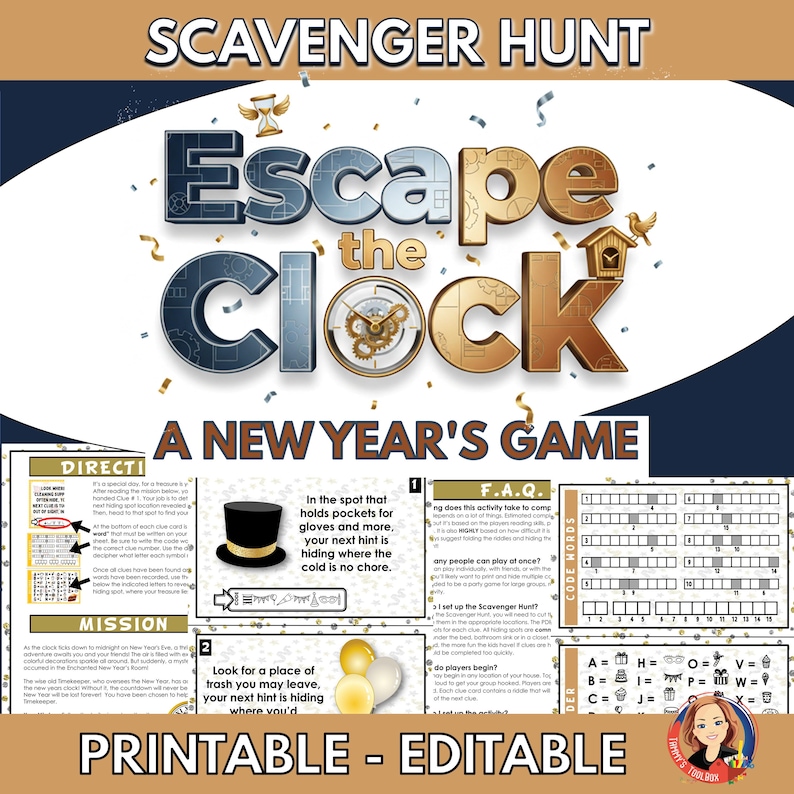New Year's Eve 2026 Scavenger Hunt for Kids | Escape Room Clues Family ...