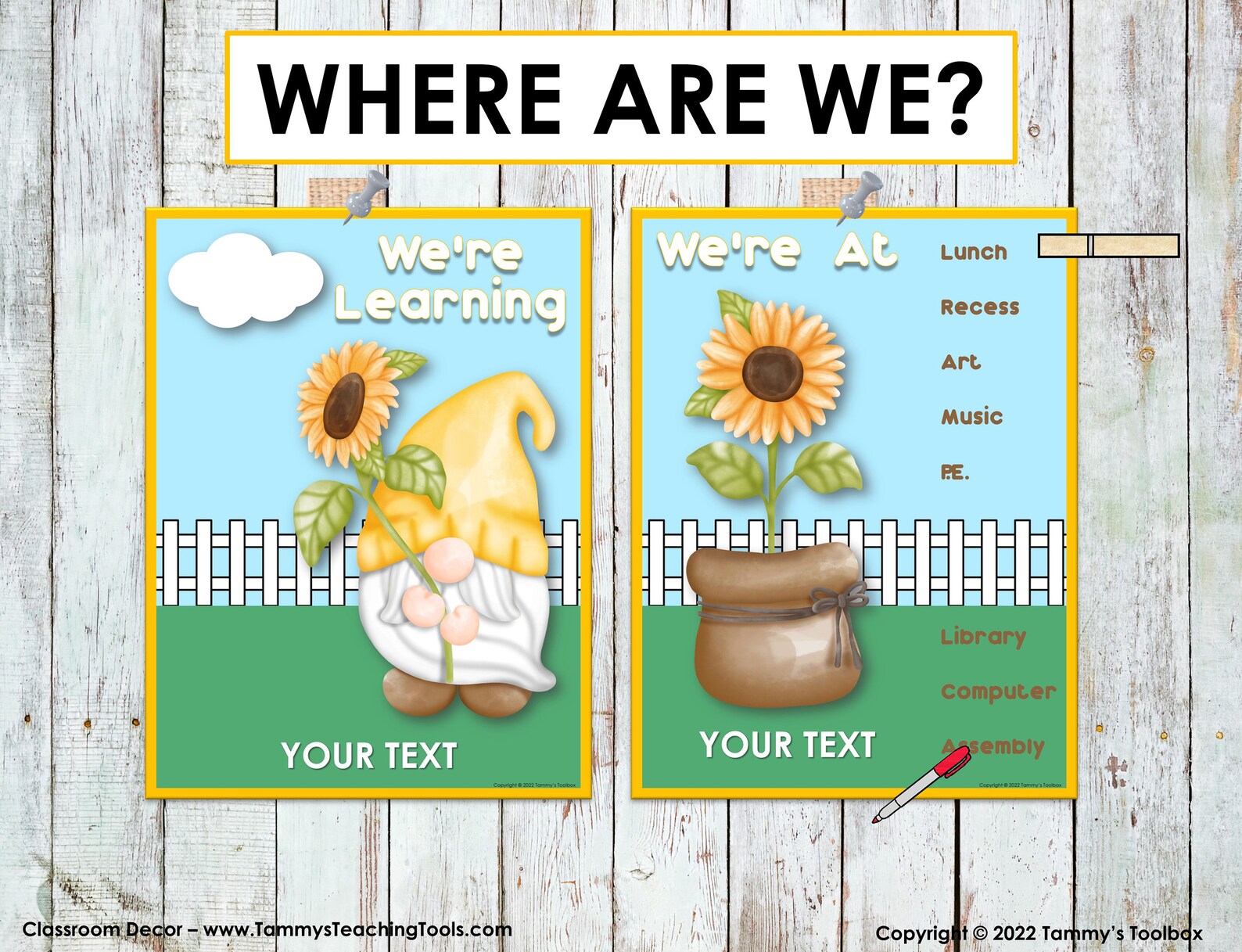Sunflower Classroom Schedule Set, Editable Decor, Sunflower Classroom ...