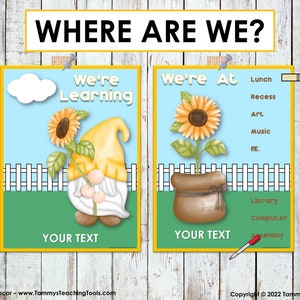 Sunflower Classroom Schedule Set, Editable Decor, Sunflower Classroom ...