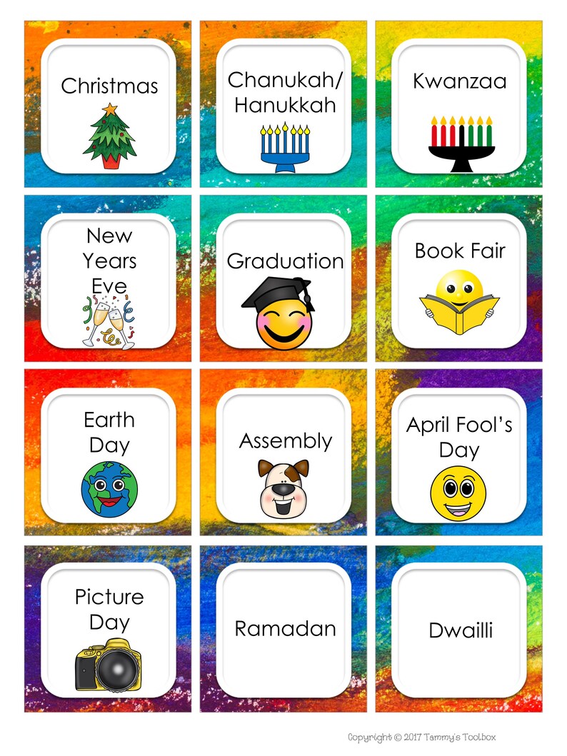 Rainbow Emoji Theme Classroom Calendar and Schedule - Editable Calendar ...