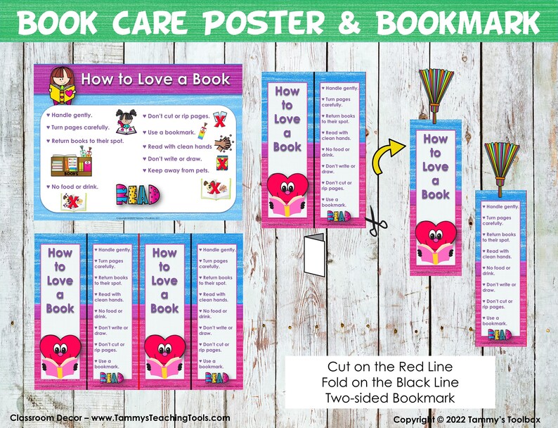 Classroom Library Genre Posters and Book Care in Colorful Brights ...