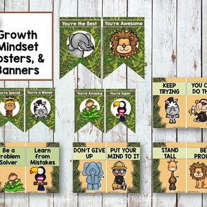 Jungle Safari Theme Classroom Decor Growth Mindset Editable Bundle ...
