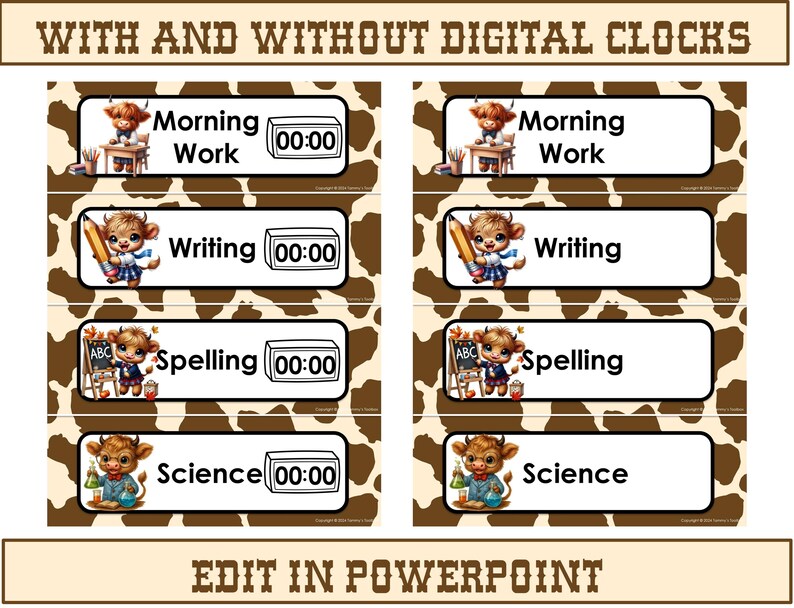 Western Theme Visual Schedule Cards for Classroom | Editable Daily ...