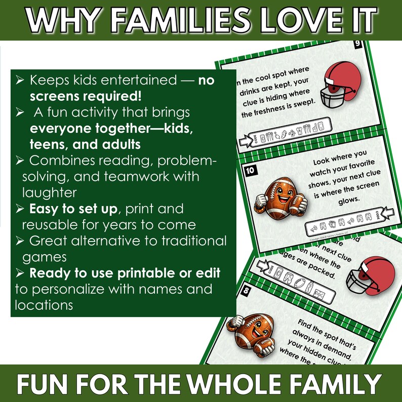 Halftime Locker Room Football Scavenger Hunt, Printable Puzzle Game for ...