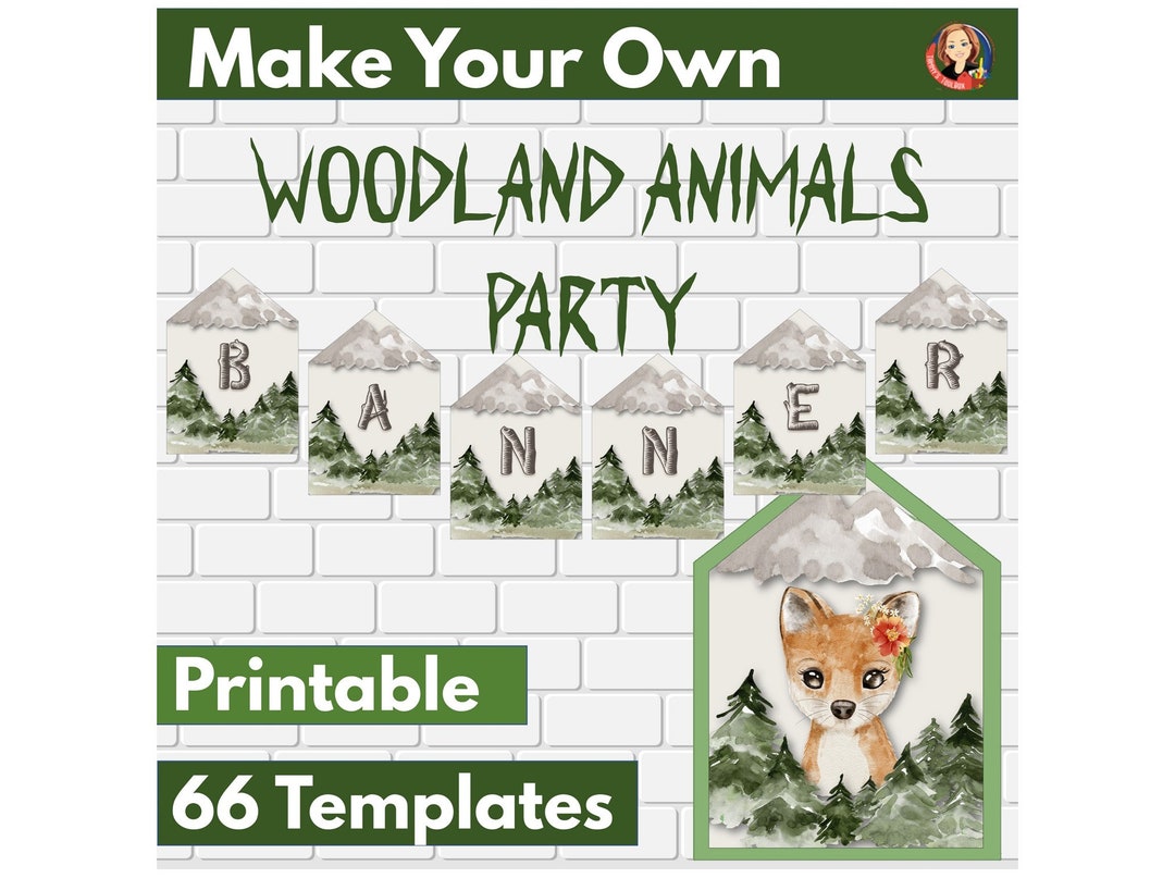 Custom Cute Woodland Animals Banner for Classroom, Birthday Parties ...