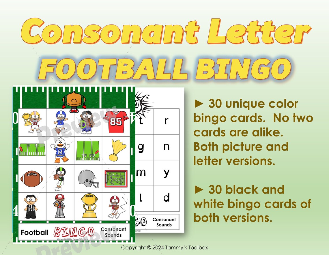 Phonics Fun: Consonant Letter Sound Bingo Game for Young Children ...