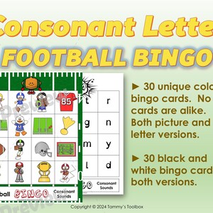 Phonics Fun: Consonant Letter Sound Bingo Game for Young Children ...
