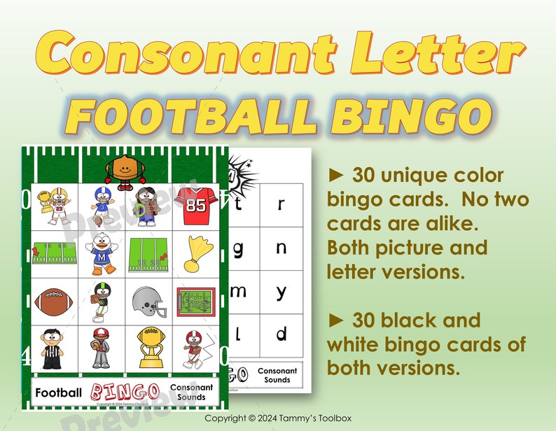 Phonics Fun: Consonant Letter Sound Bingo Game for Young Children ...