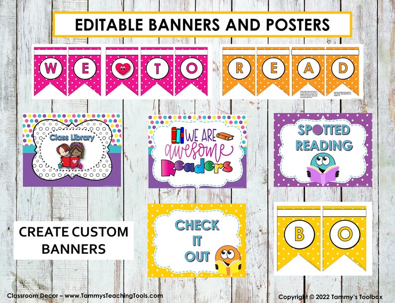 Classroom Library Genre Posters and Book Care in Polka Dots - Etsy