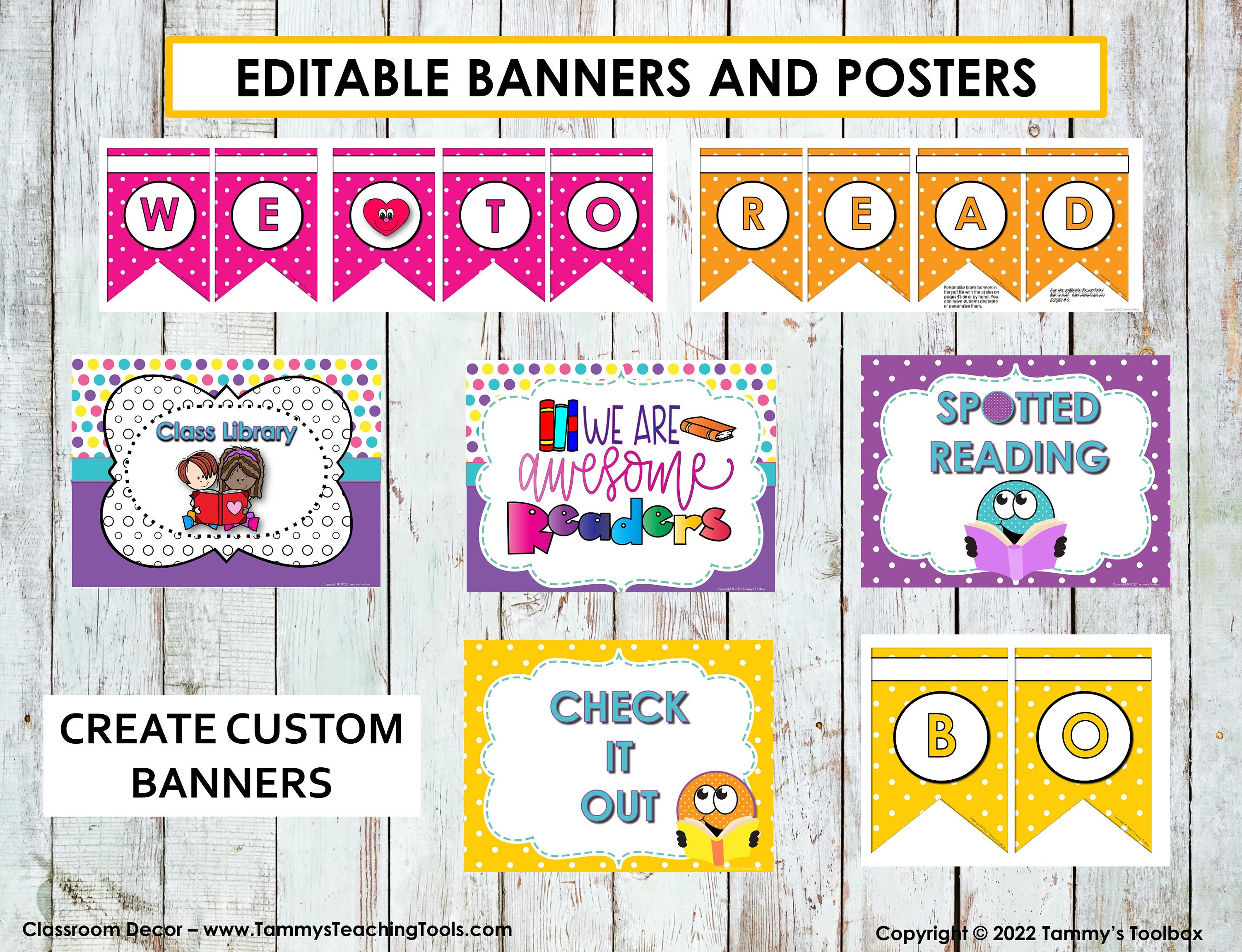 Classroom Library Genre Posters and Book Care in Polka Dots - Etsy