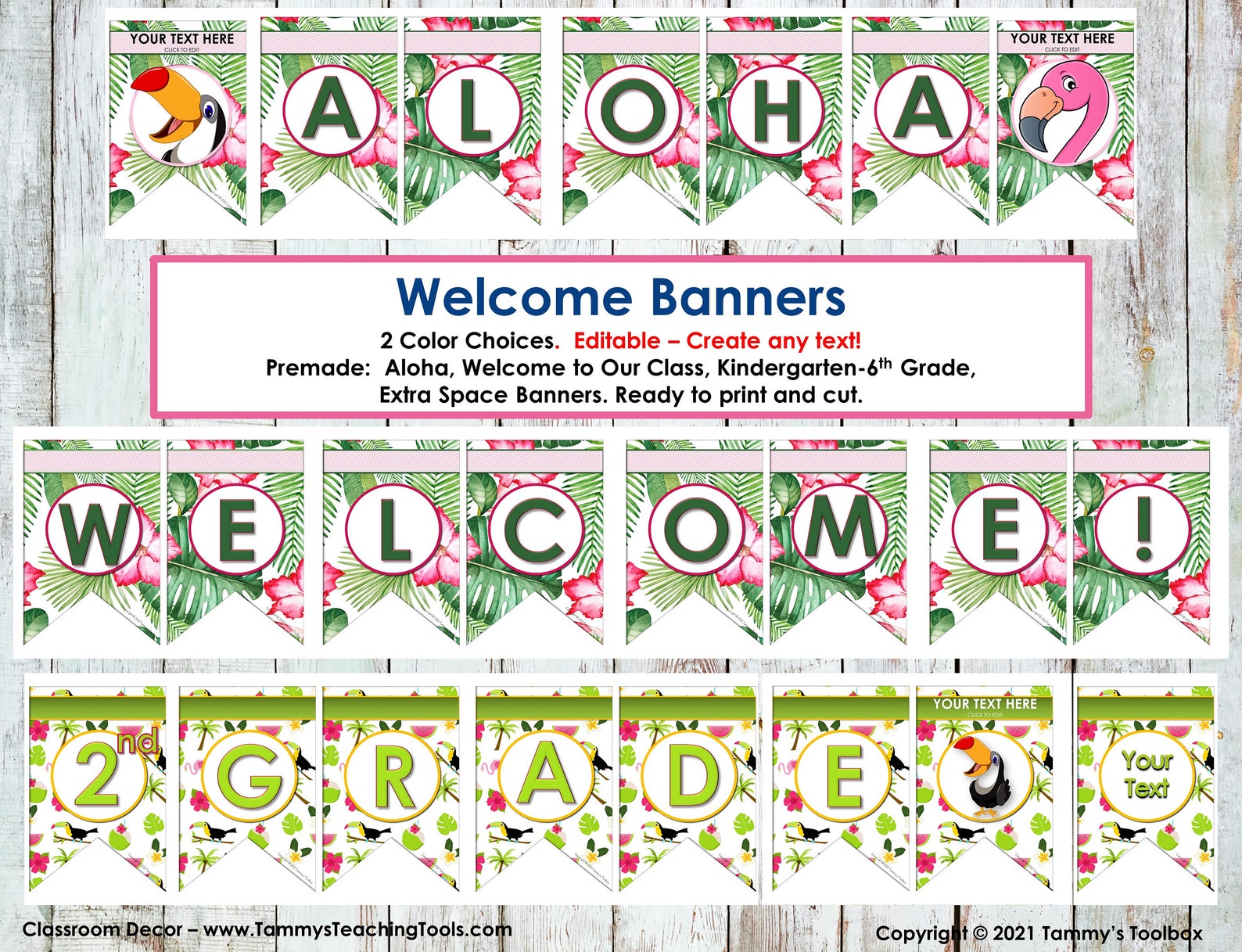 Tropical Classroom Decor Bundle Editable, Classroom Bulletin Board ...