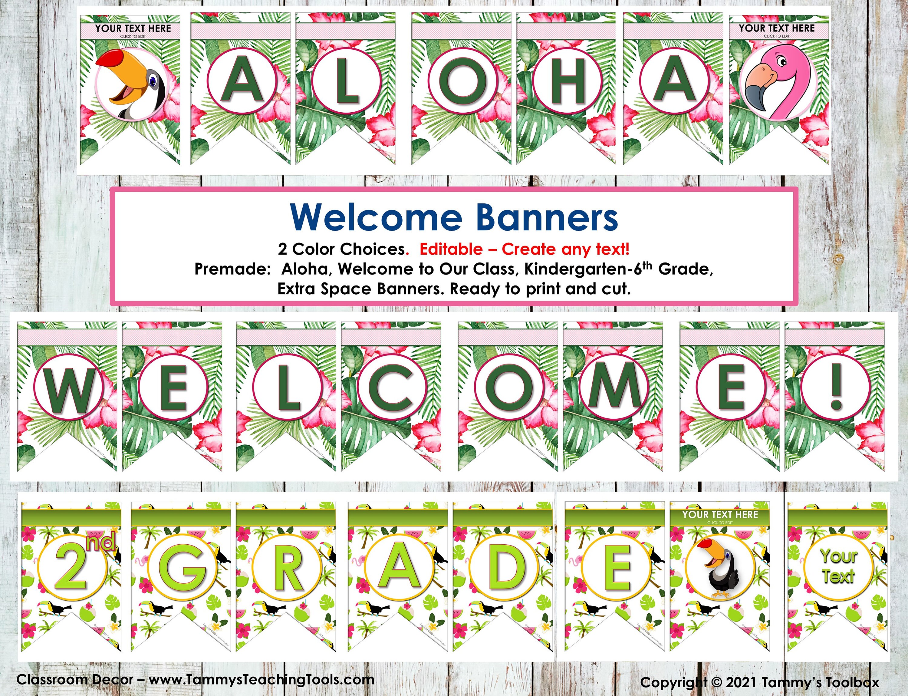 Tropical Classroom Decor Bundle Editable, Classroom Bulletin Board ...