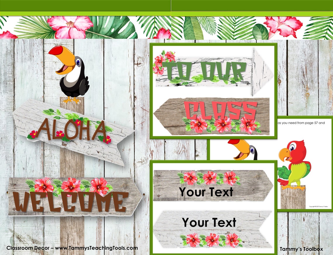 Tropical Classroom Decor Bundle Editable, Classroom Bulletin Board ...