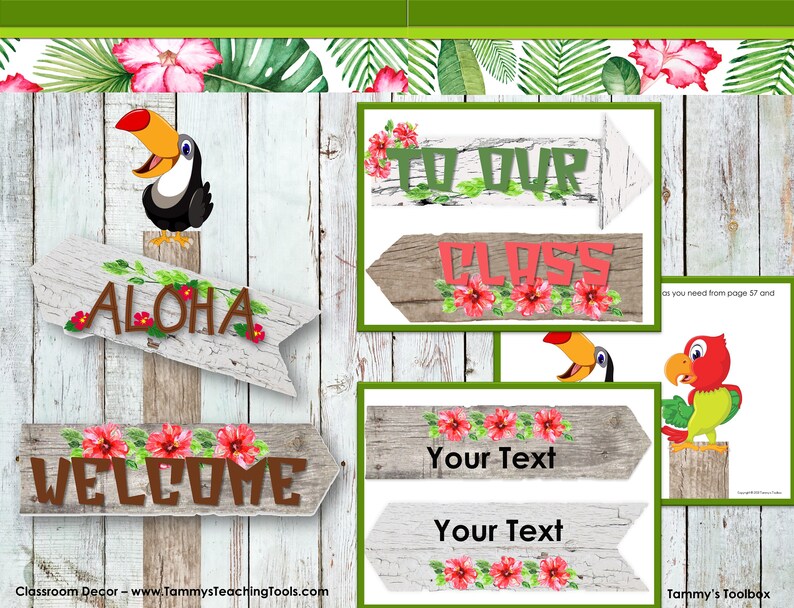 Tropical Classroom Decor Bundle Editable, Classroom Bulletin Board ...