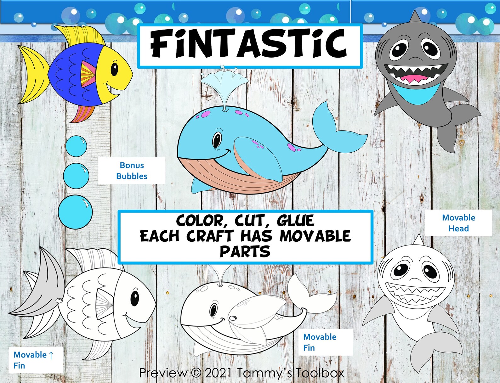 Ocean Under the Sea Theme All About Me Craft Set, Sea Life Craft, Ocean ...