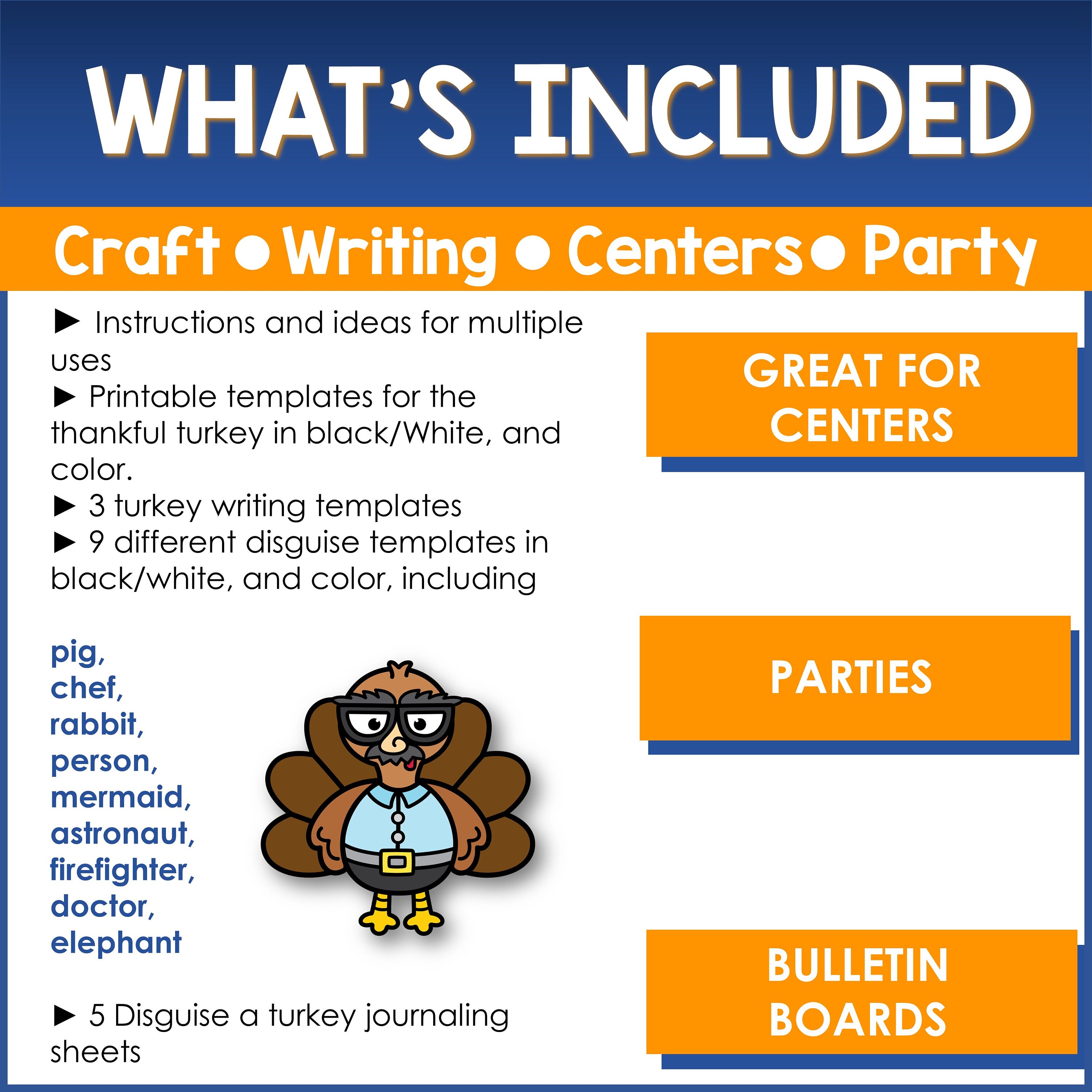 Disguise a Turkey Craft, Thanksgiving Craft Kit, and Writing Activities ...