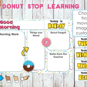 Digital Morning Work Assignment and Daily Agenda Slides in Donut Theme ...