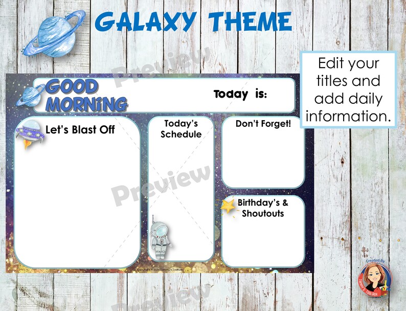 Digital Morning Work Assignment Slides in Galaxy Outer Space Theme ...
