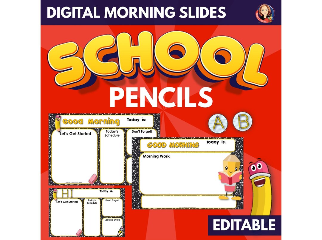 Digital Morning Work Assignment Slides in Pencil Theme, Back to School ...
